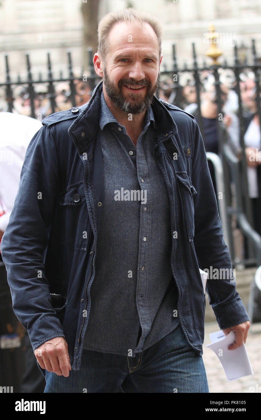 Actor Ralph Fiennes attending a service of thanksgiving to celebrate ...