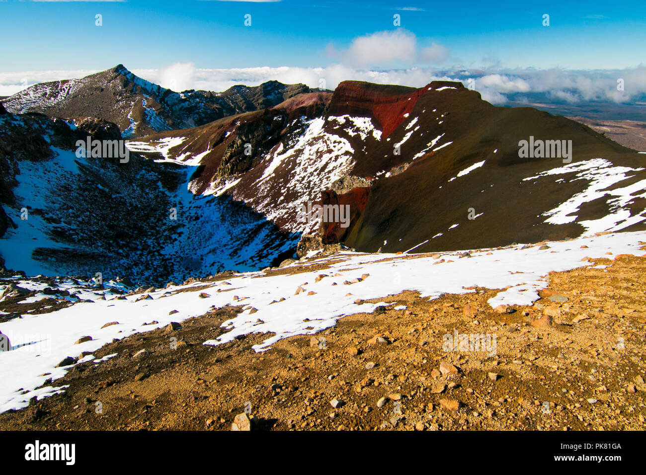 Volcanic landscape, volcanic rocks and mountains near Mt Tongariro ...