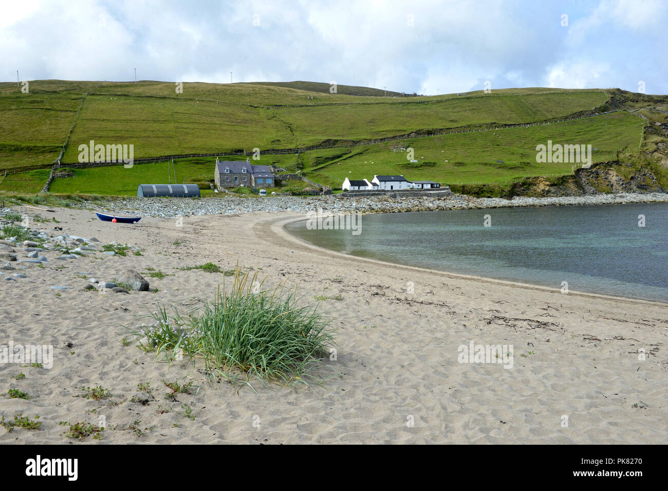 Norwick beach on the island of Unst in the Shetland Isles with Shetland ...