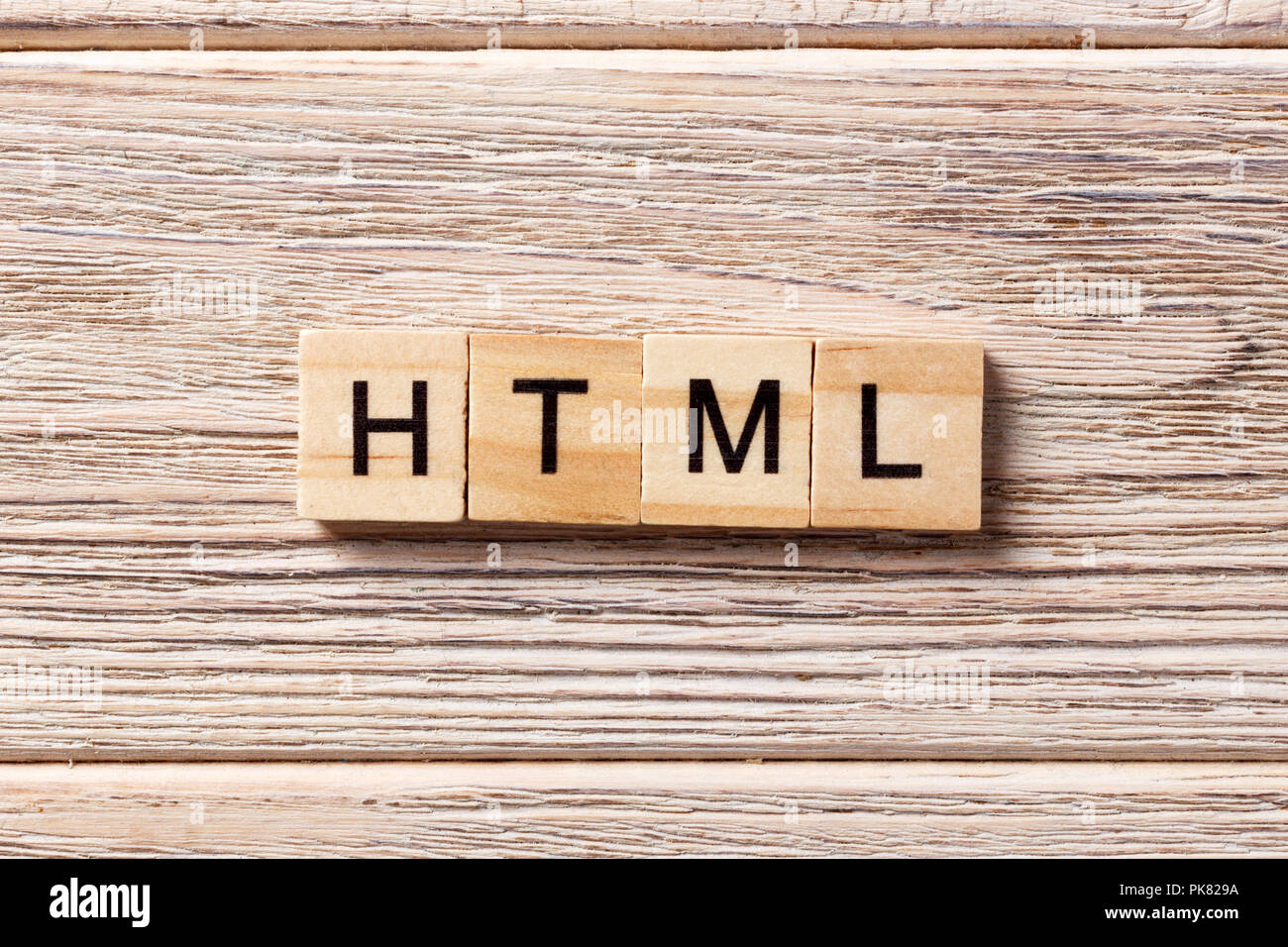 Html Word Written On Wood Block Html Text On Table Concept Stock