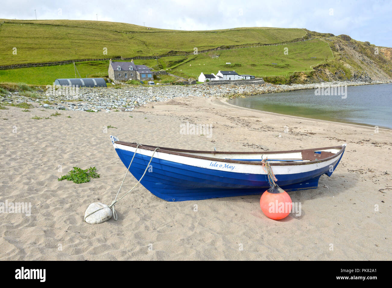 Norwick beach on the island of Unst in the Shetland Isles with Shetland ...