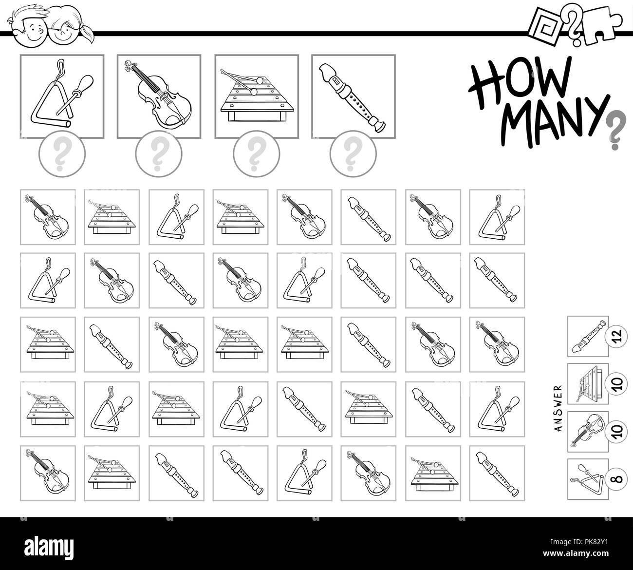 Coloring book children musical instruments Stock Vector Images - Alamy