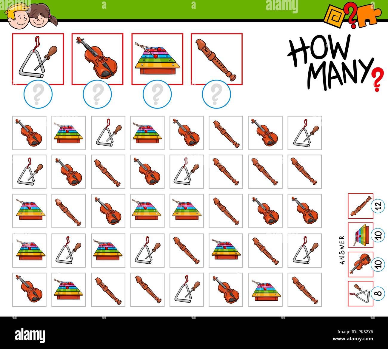 Cartoon Illustration of Educational How Many Counting Game for Children ...