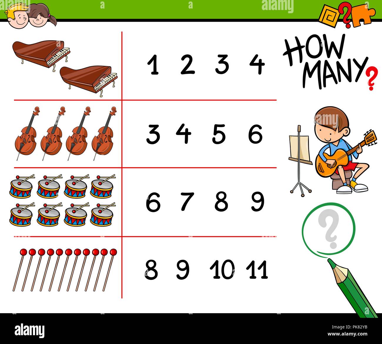 Cartoon Illustration of Educational How Many Counting Activity for ...