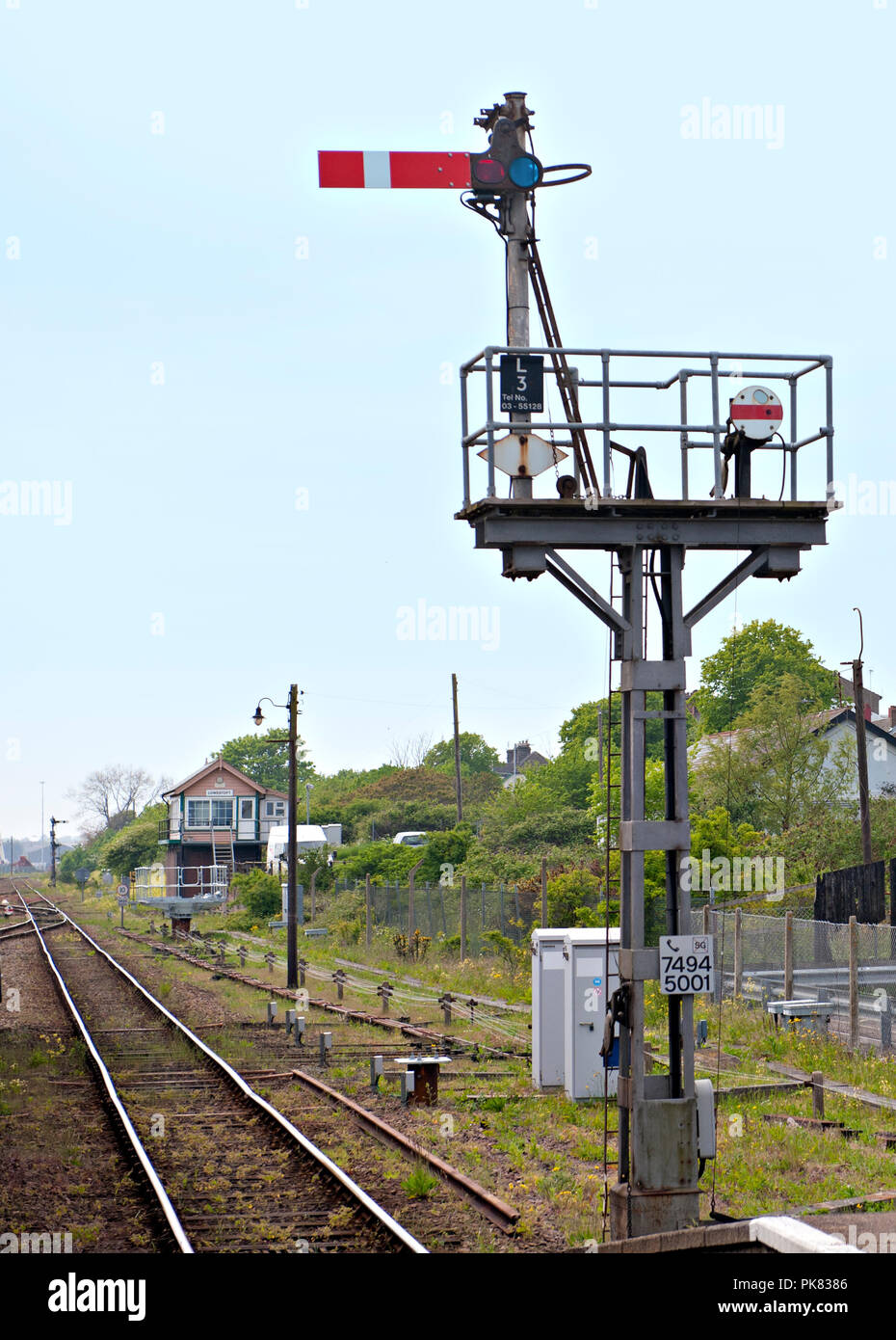 Railway lines signals signal box hi-res stock photography and images ...