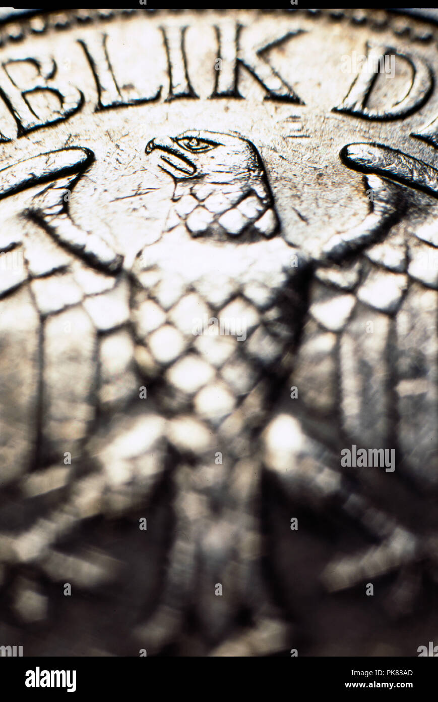 Close up of the eagle of the german one mark coin Stock Photo - Alamy