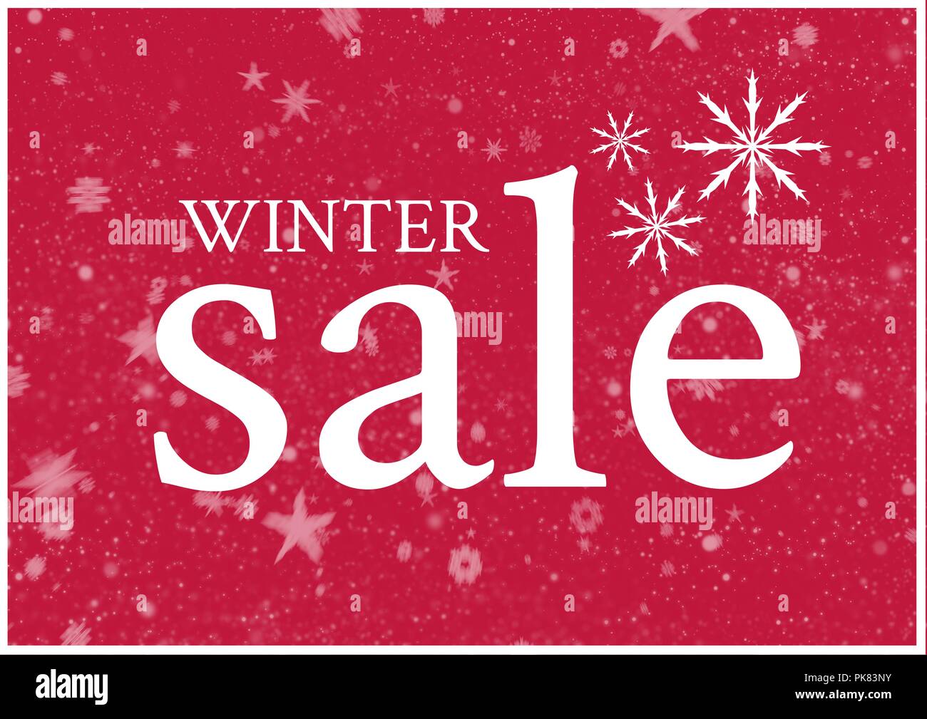 Winter Sale Background in red with big white text and snowflakes Stock ...