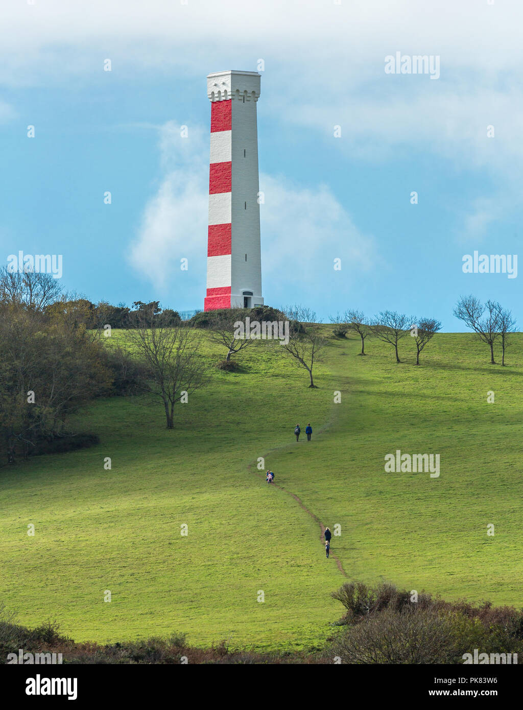 Footpath to the Daymark, Gribbin Head, Cornwall, UK Stock Photo - Alamy
