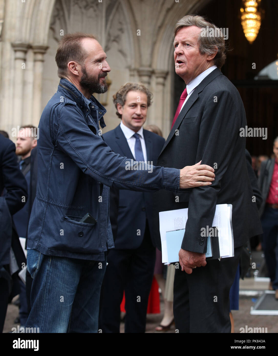 Ralph Fiennes (left) and Sir David Hare (right) outside Westminster ...