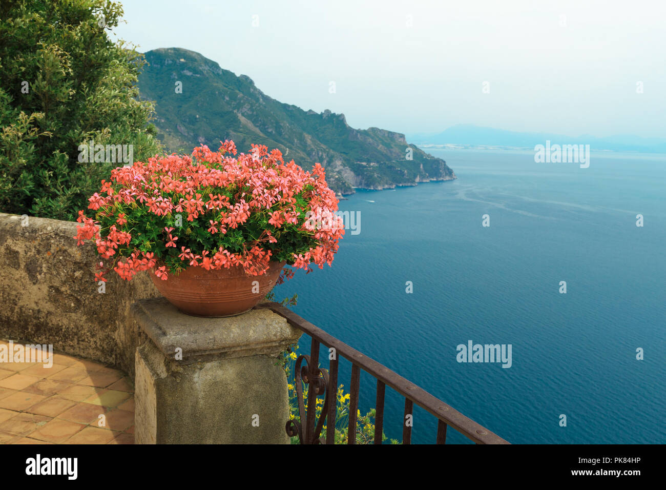 Terrace of Infinity in Villa Cimbrone above the sea in Ravello, Amalfi ...