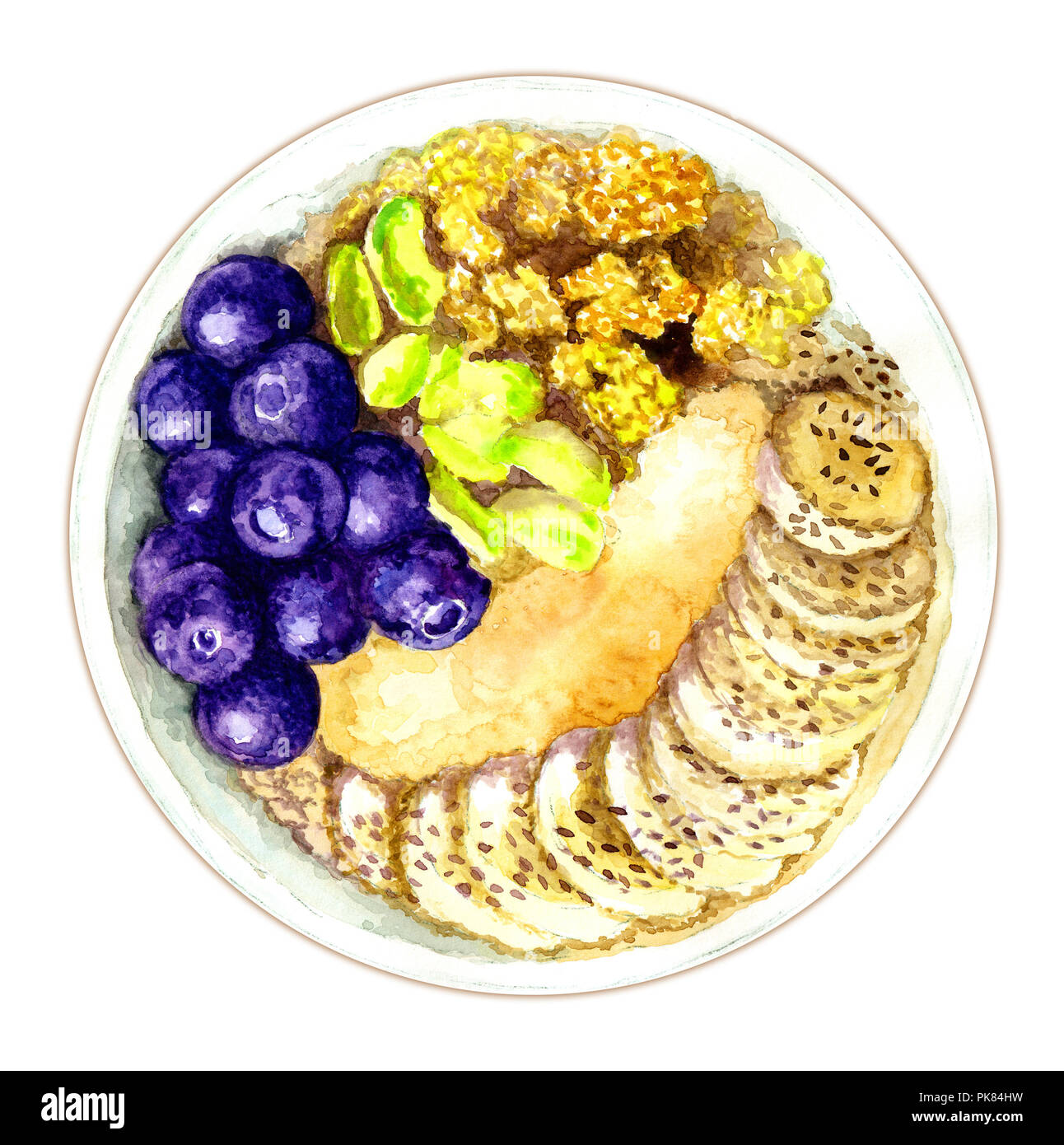 Healthy food. Fresh food, vegetables, fruits. Drawing by hand with ...