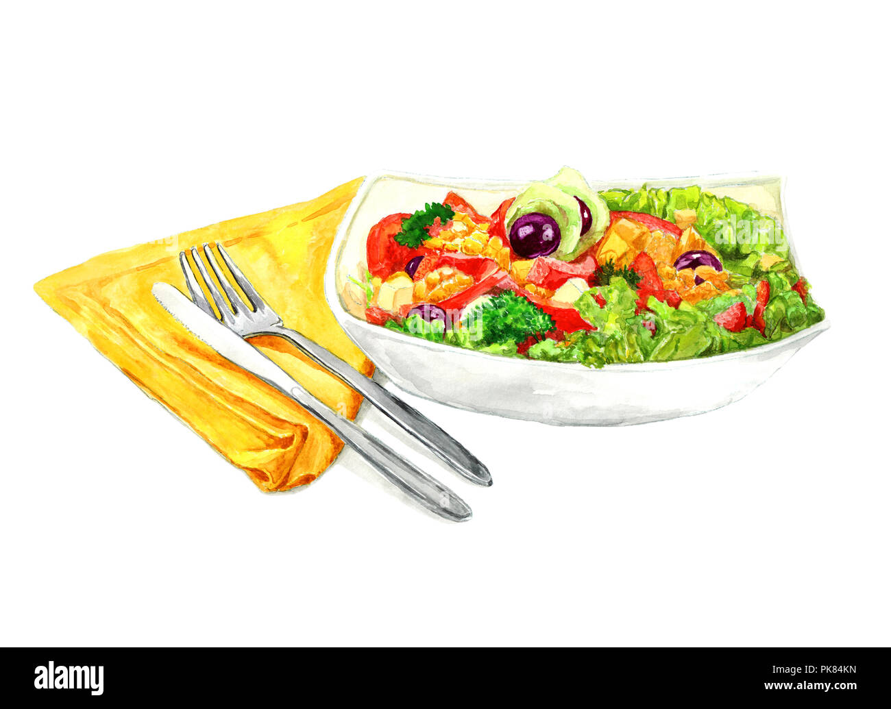Healthy food. Fresh food, vegetables, fruits. Drawing by hand with ...