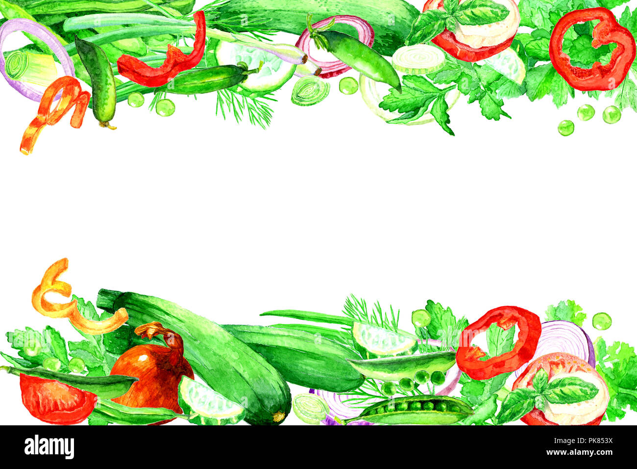 vegetables set watercolor. Motivational poster or banner.Healthy eating ...