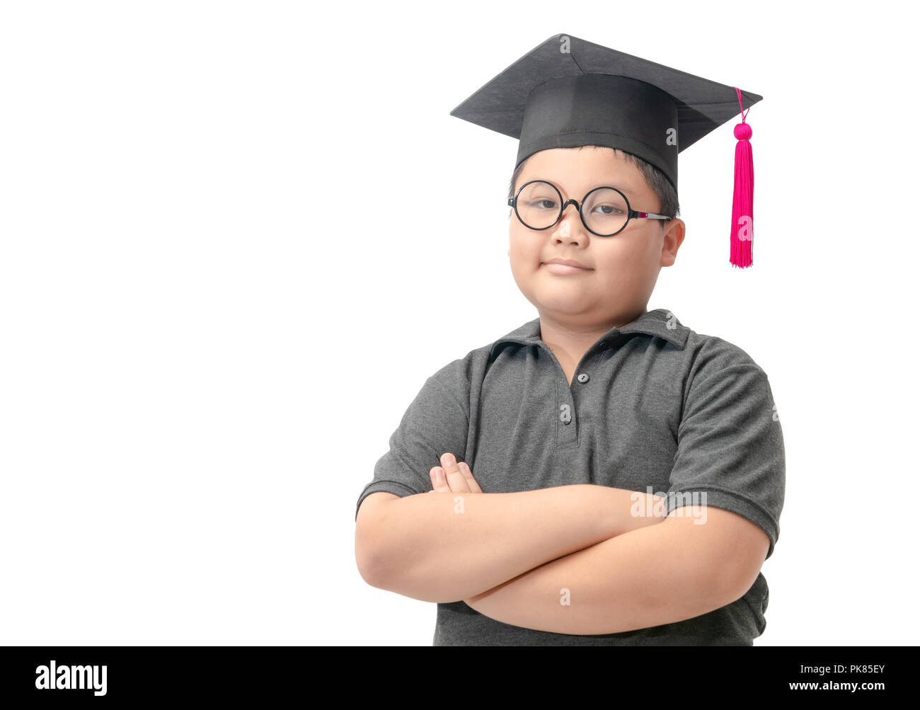 Smart student wearing graduate hat isolated on white background, Back ...
