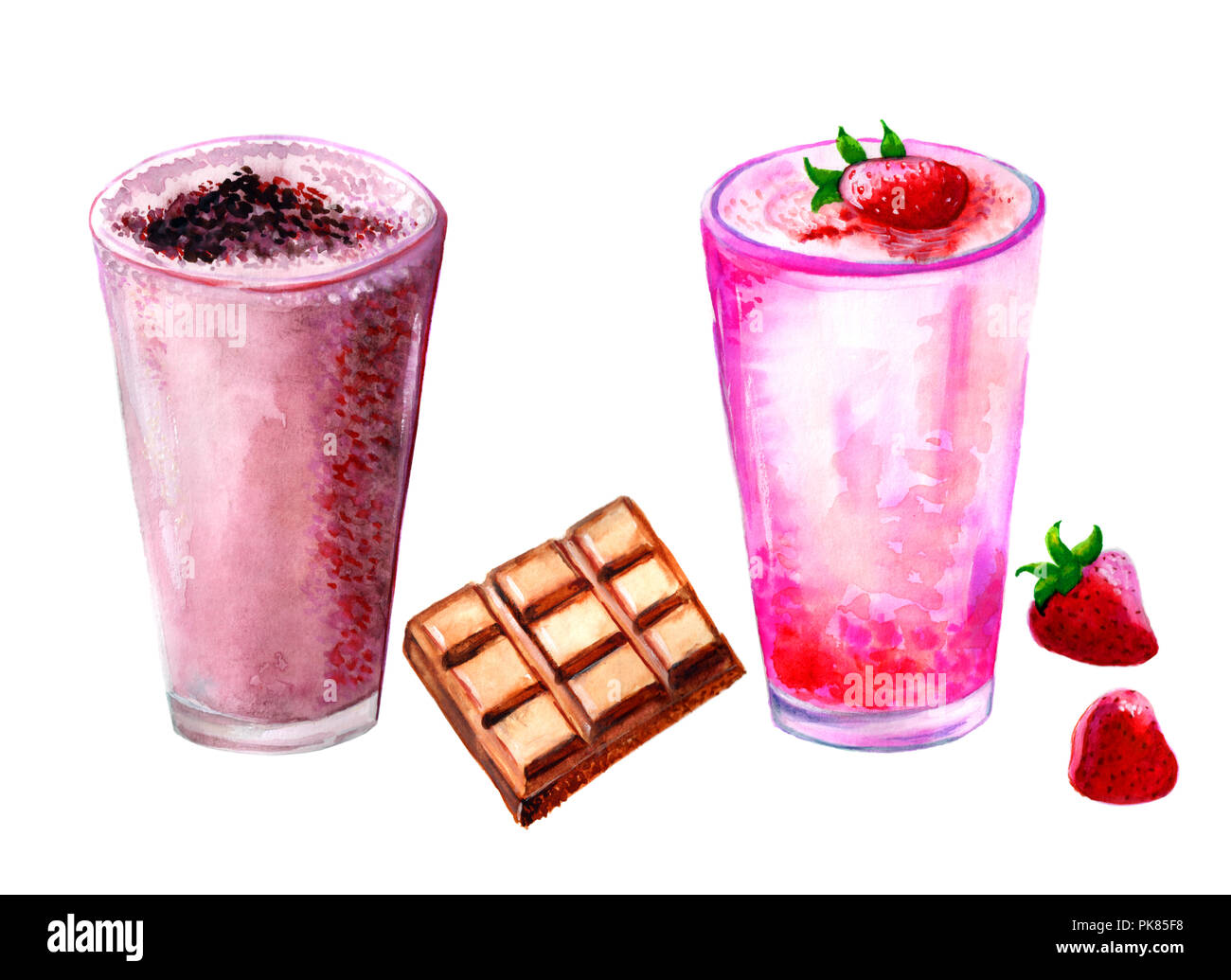 watercolor set fruit cocktails. Cocktail chocolate cocktail strawberry ...