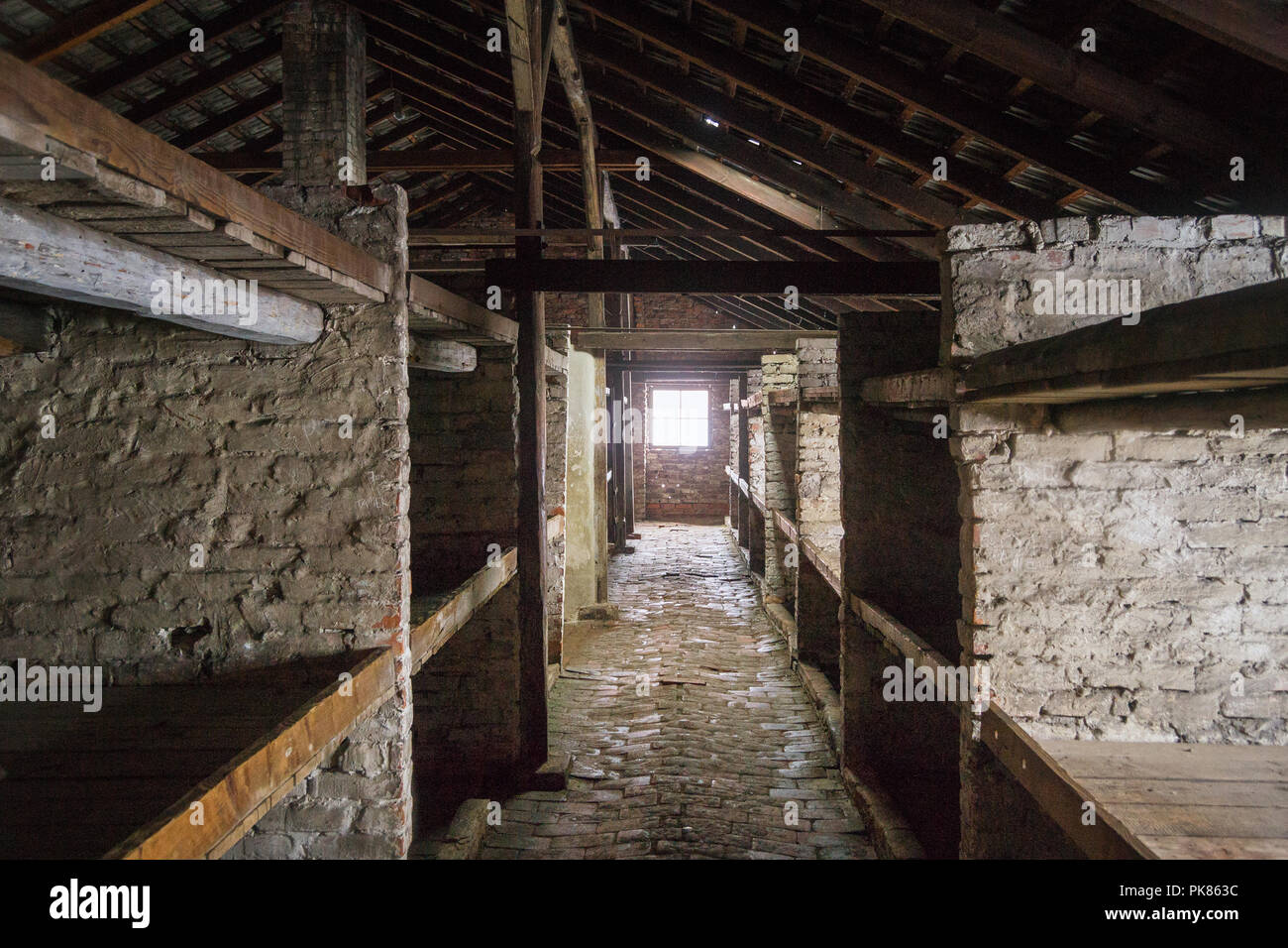 Auschwitz, Poland - February 16, 2018: Interior of the Barracks of the ...