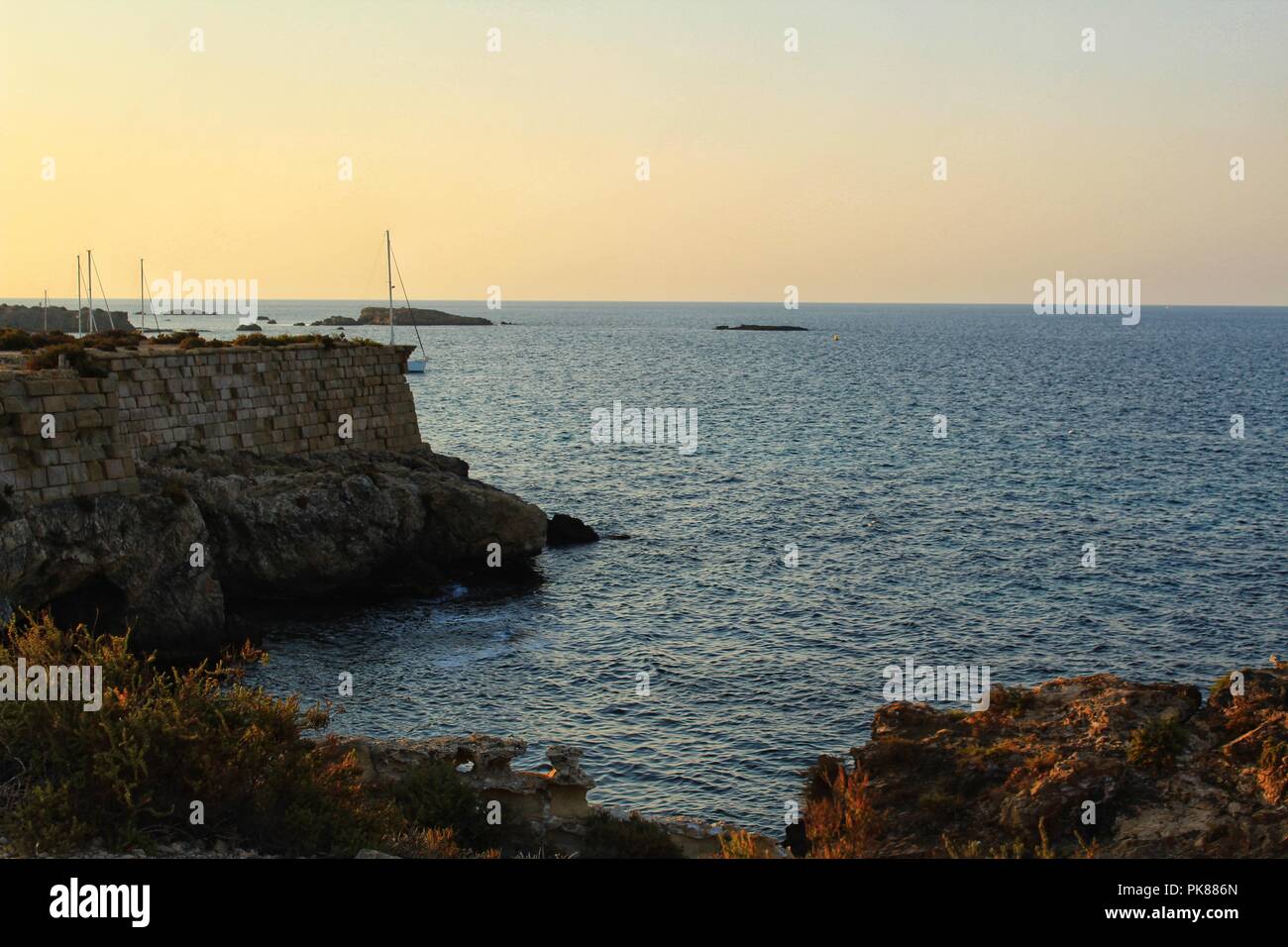 Beaches and cliffs of Tabarca Island in summer in Alicante, Spain Stock ...