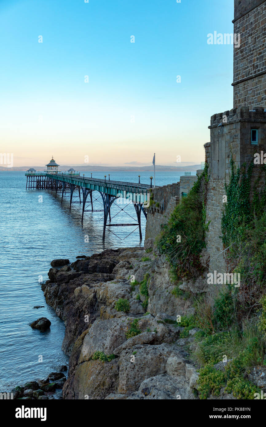 Clevedon Somerset England September 07, 2018 The famous Victorian pier ...