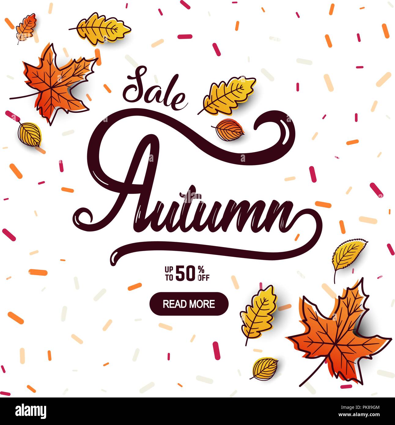 Autumn calligraphy banner. Autumn sale background layout decorate with ...