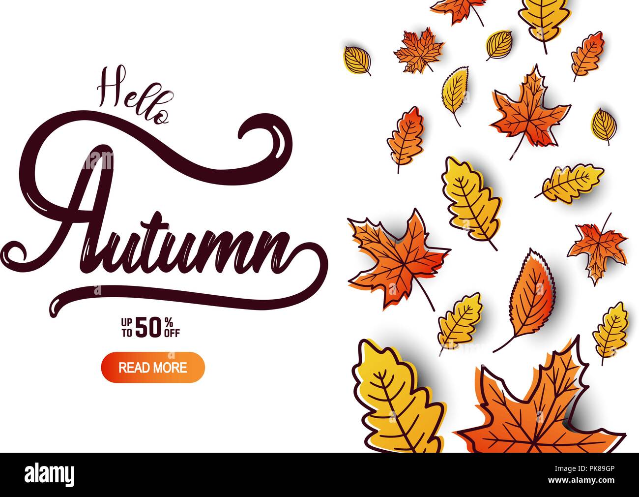 Autumn calligraphy banner. Autumn sale background layout decorate with ...