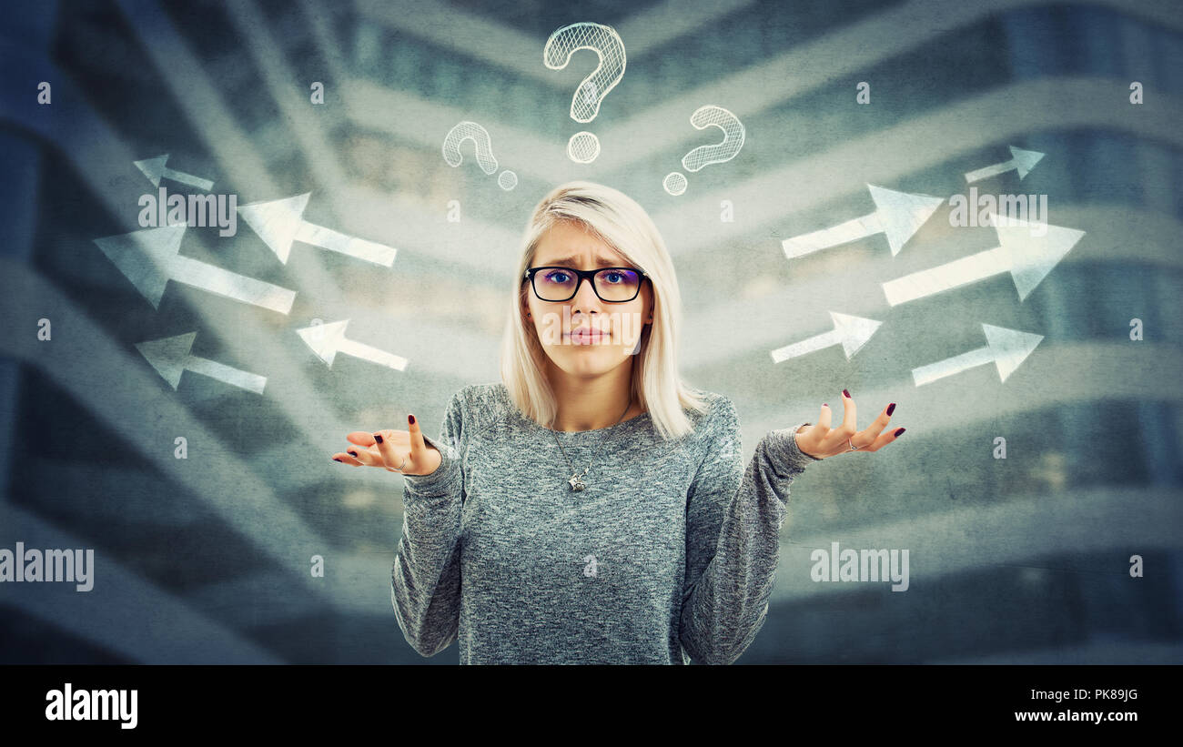 Confused young woman wearing glasses and frustrated hand gesture have ...