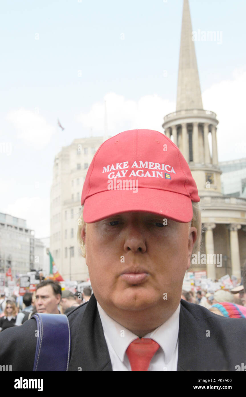 A lookalike US President, Donald Trump, at the protest against the ...
