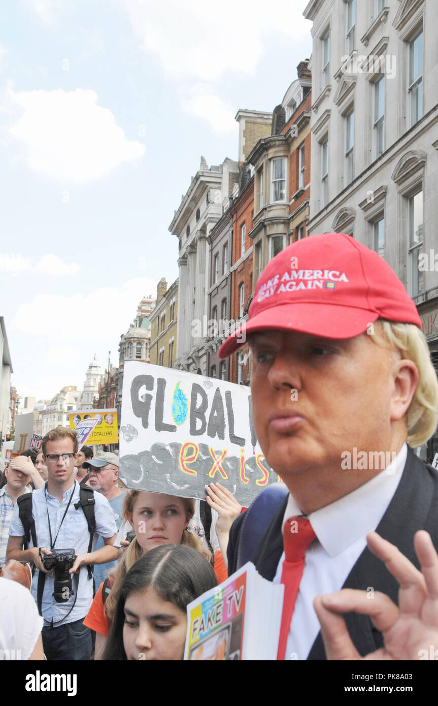 A lookalike US President, Donald Trump, at the protest against the ...