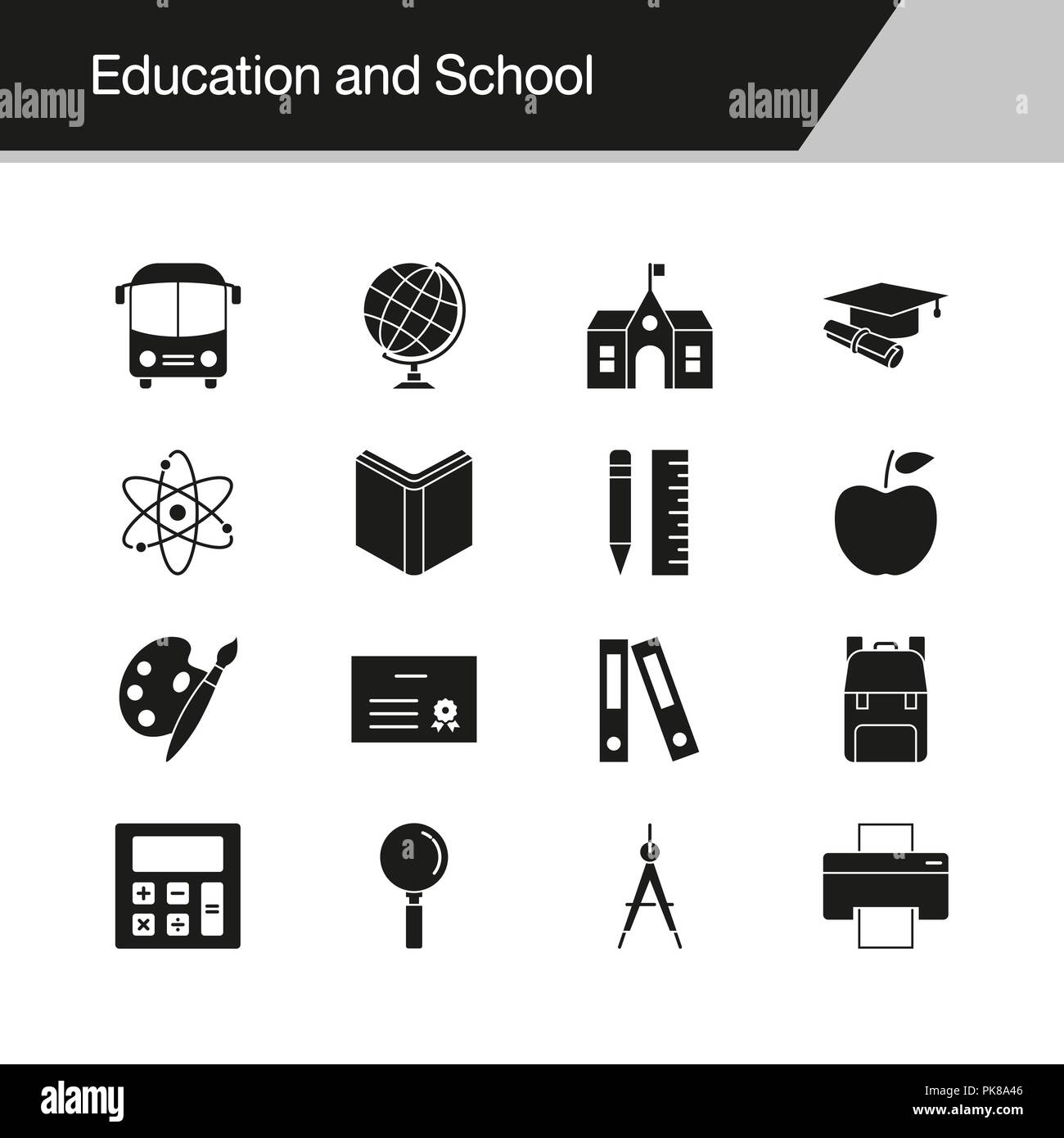 Education and School icons. Design for presentation, graphic design ...