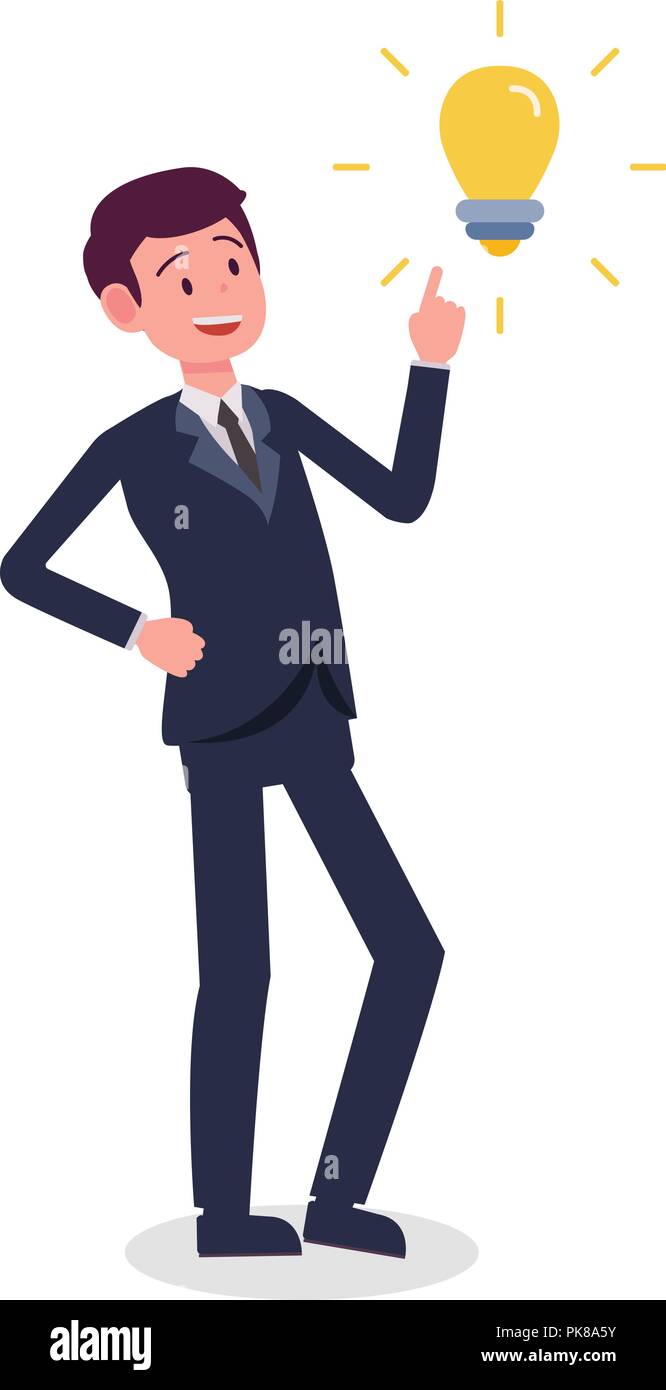 Young business man have a new idea concept vector illustration.Cartoon ...
