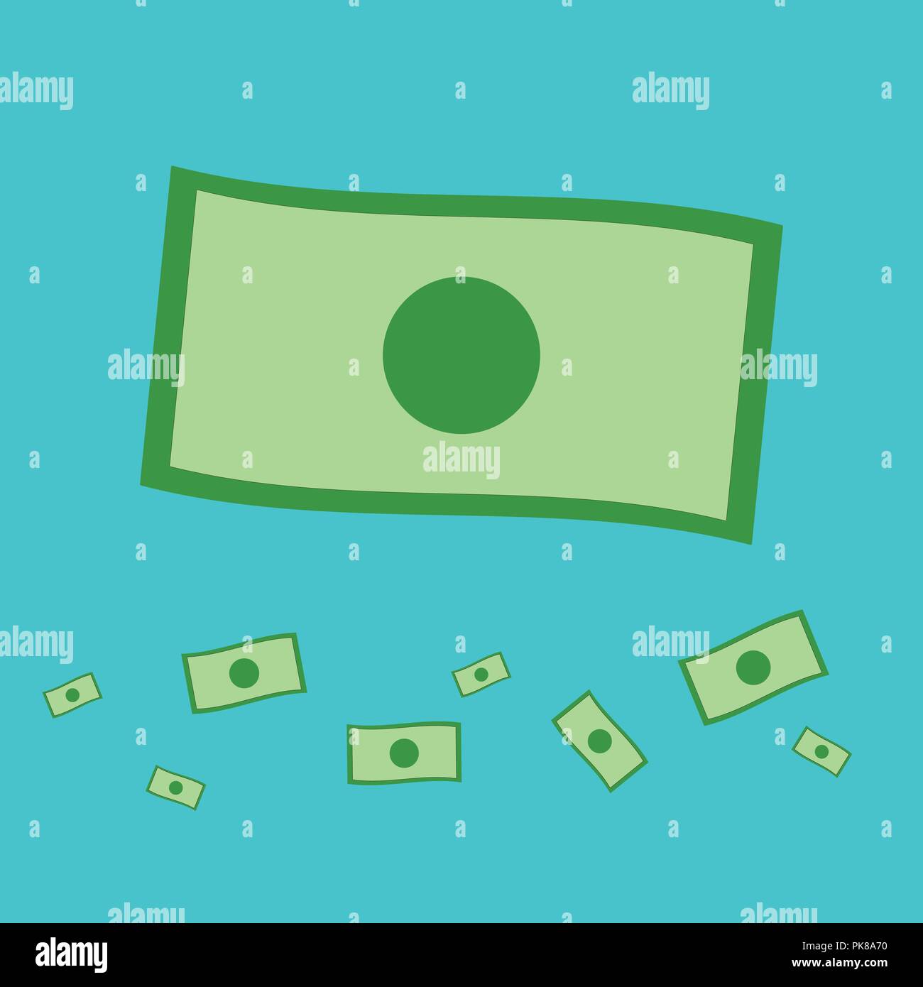Flat money vector with blue background.Money icon on sky Stock Vector ...