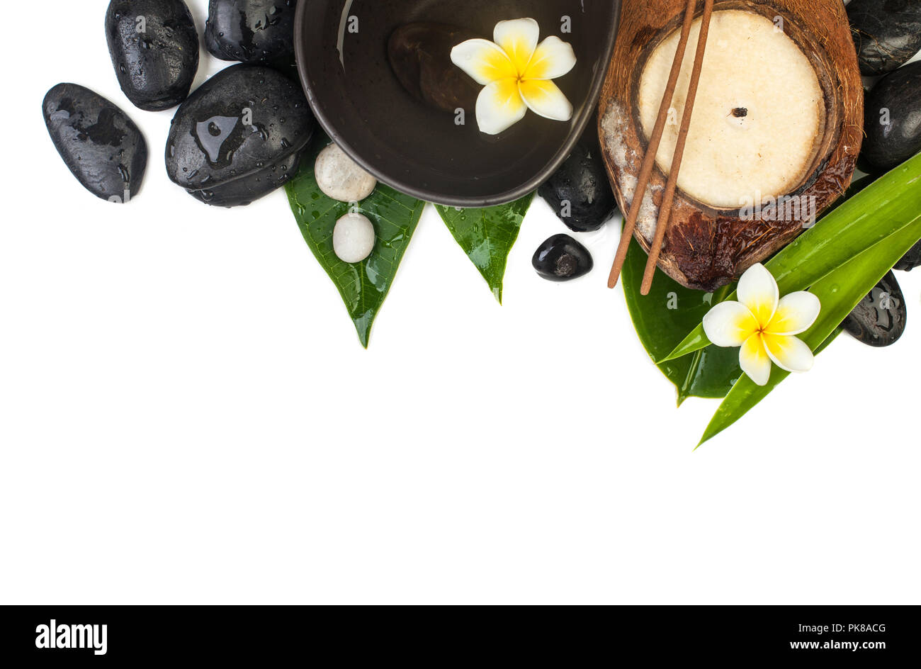 tropical set for spa tropical healthy therapy on white background Stock ...