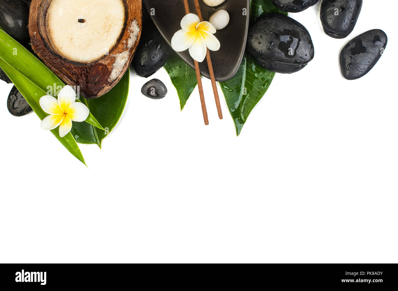objects for healthy spa tropical therapy on white table Stock Photo - Alamy