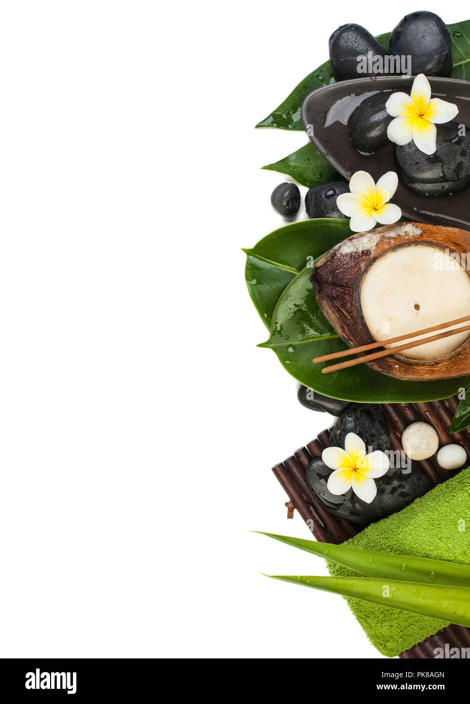 spa table with tropical objects for wellness healthy therapy Stock ...