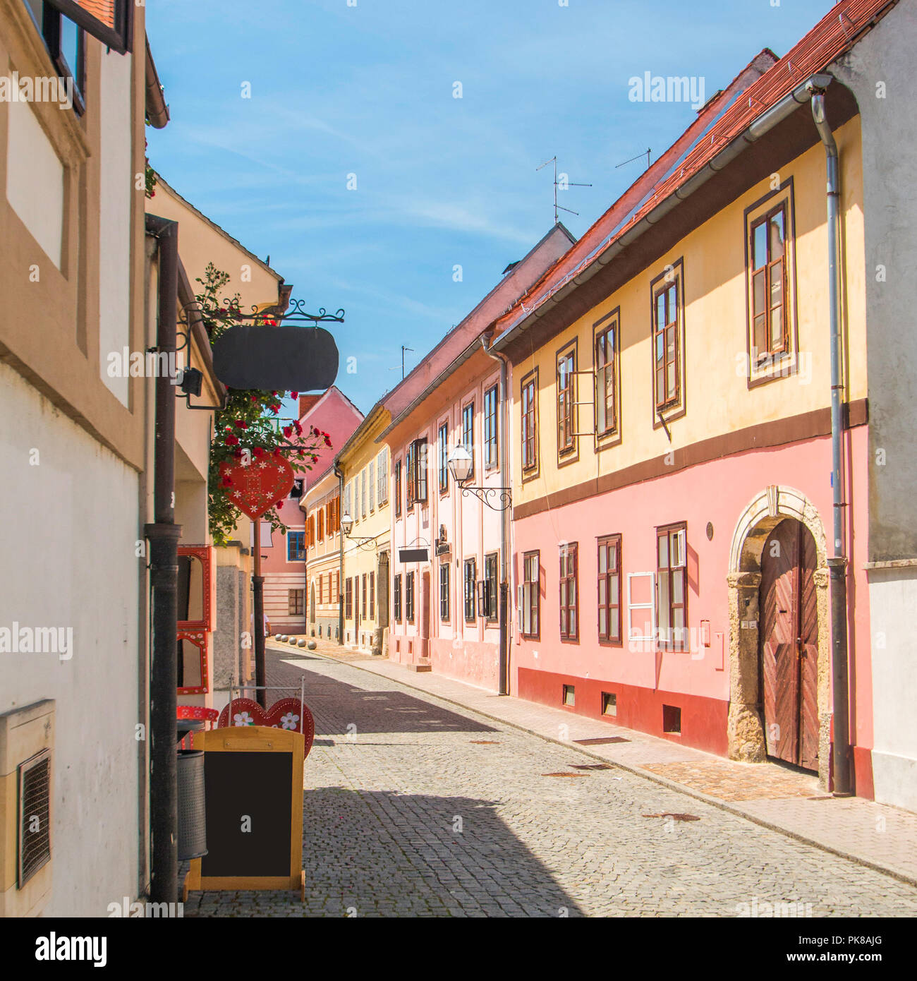 Street in the old baroque town of Varazdin, northern Croatia Stock ...