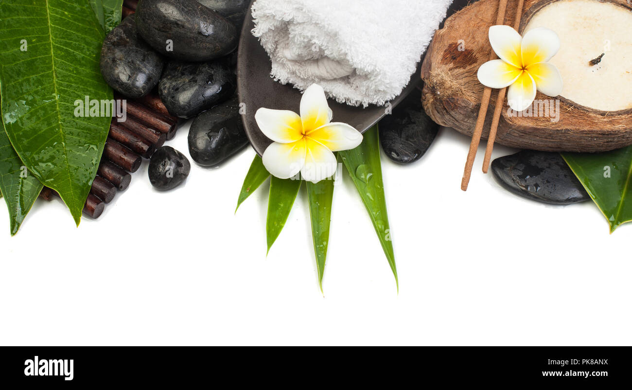 spa wellness objects for healthy therapy on table background Stock ...