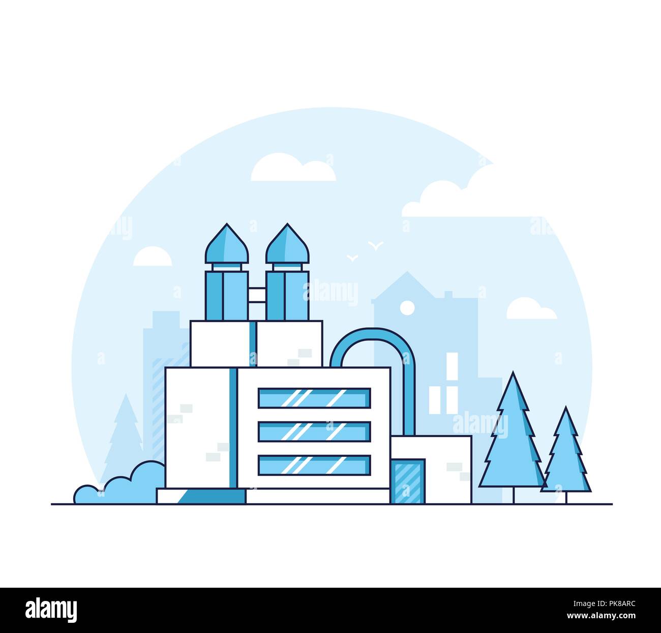 Factory building line style Cut Out Stock Images & Pictures - Alamy