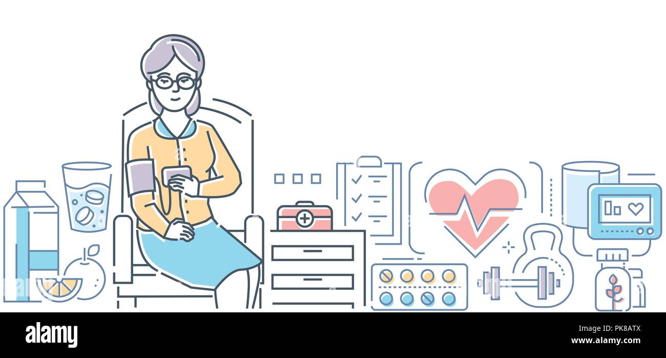 Blood pressure control - modern line design style illustration Stock ...