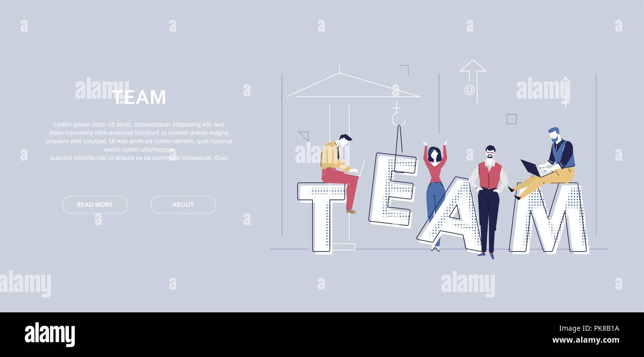 Team work - flat design style colorful banner Stock Vector Image & Art ...