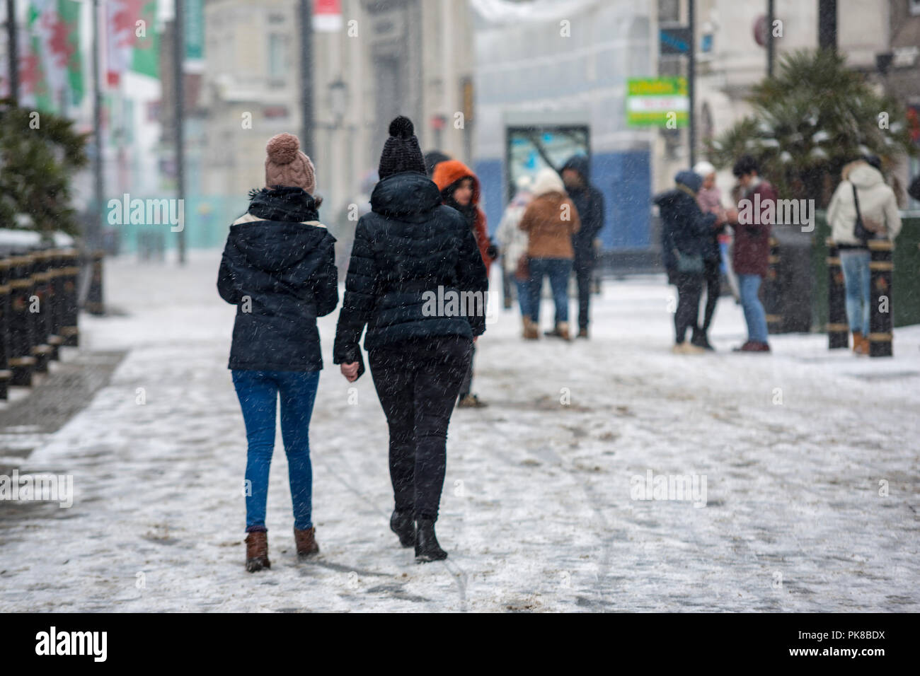 Storm Emma, Cardiff, UK, March 2018 - Various scenes of the snowfall in ...