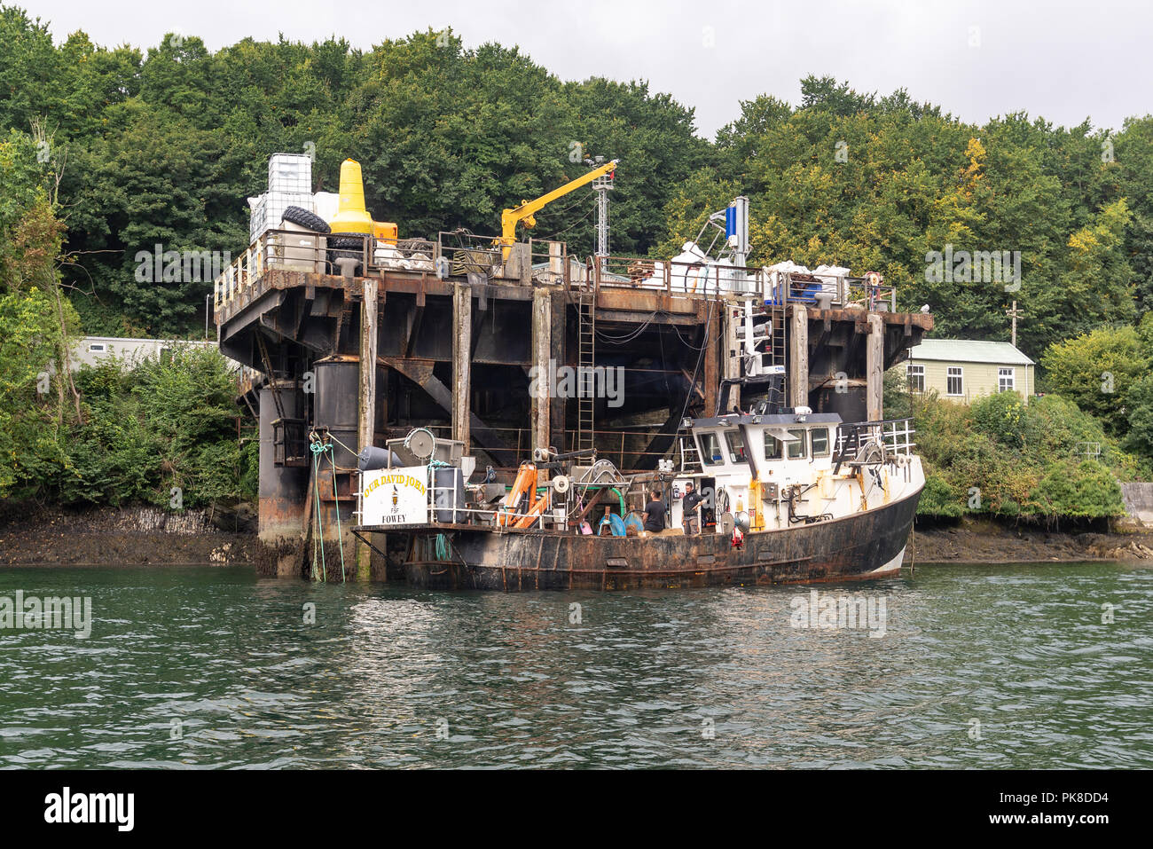 Mussel farming in the River Fowey estuary, Fowey, South Cornwall ...