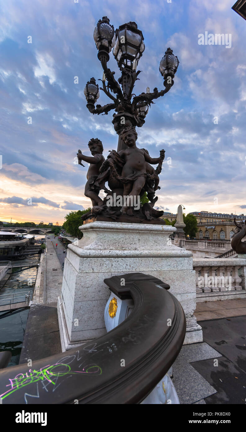 Ponte de alexandre druring sun rise during one fine summer day in Paris ...