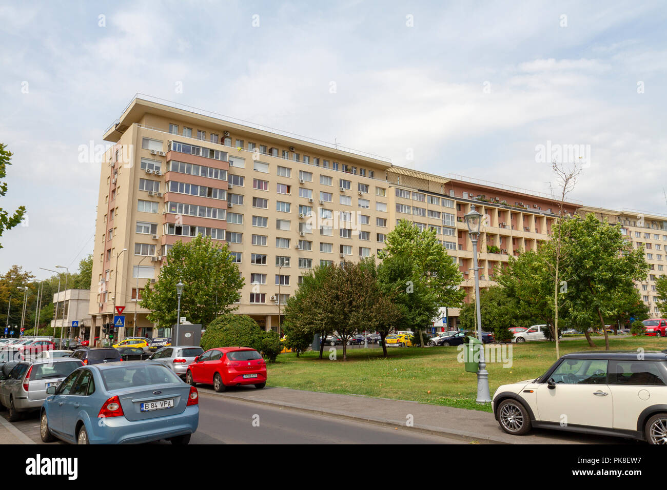Geberal apartment (housing) block in central Bucharest, Romania Stock ...
