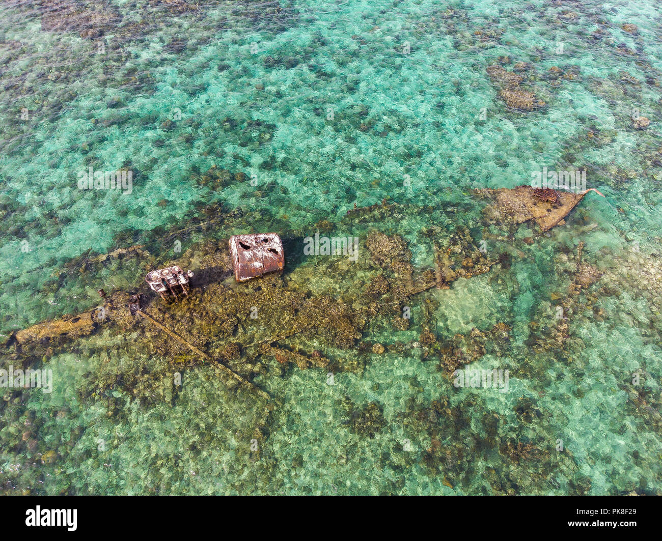 Shipwreck on Coral Reef in Caribbean Sea Stock Photo - Alamy