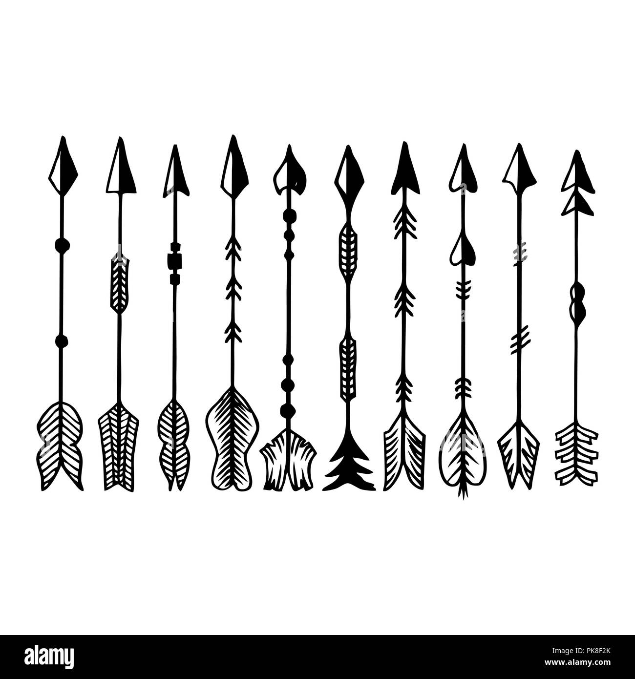 Camping symbols. Set of hand drawn arrows Stock Vector Image & Art - Alamy