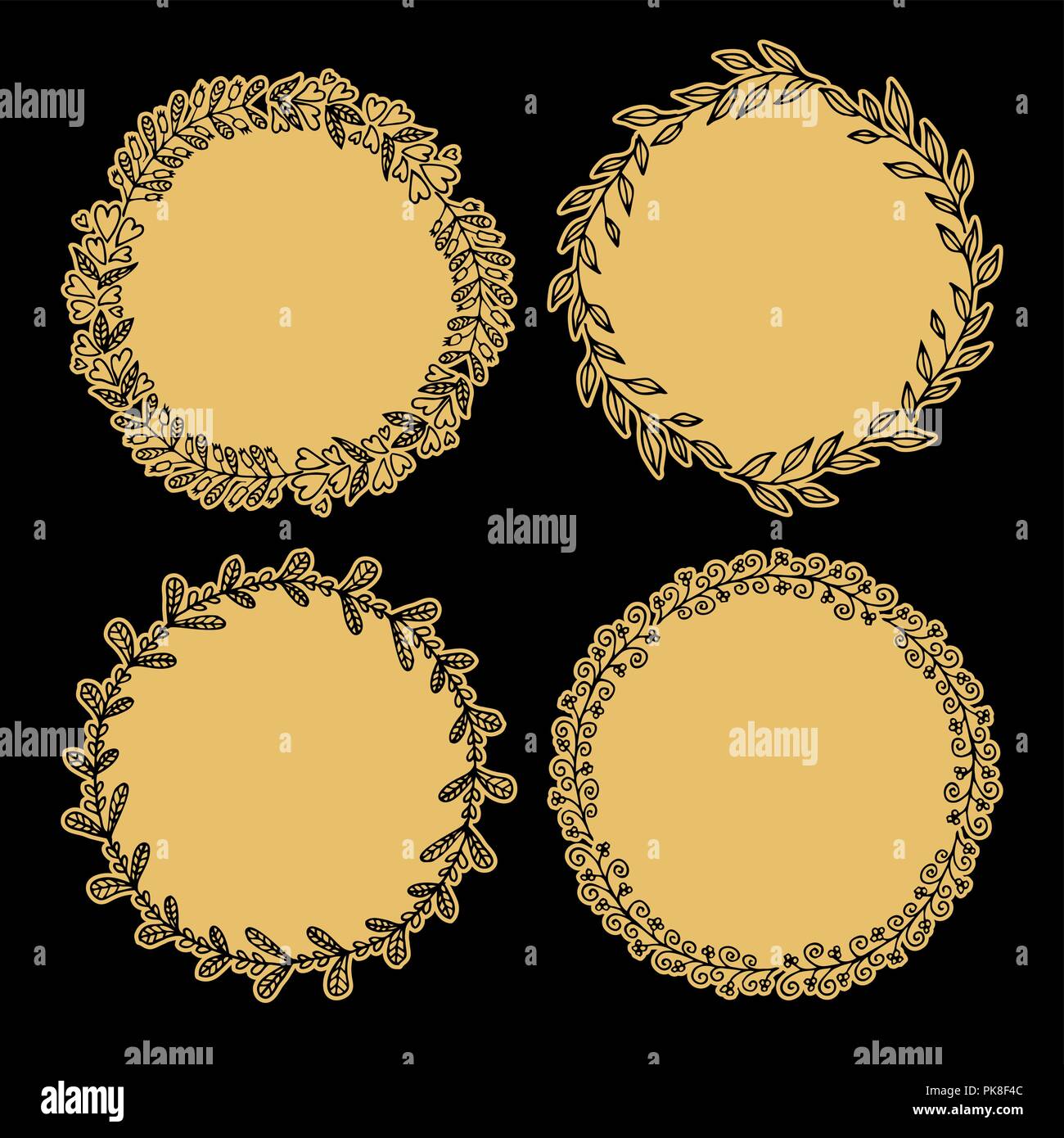Hand drawn vector illustration - Laurels and wreaths. Design elements ...