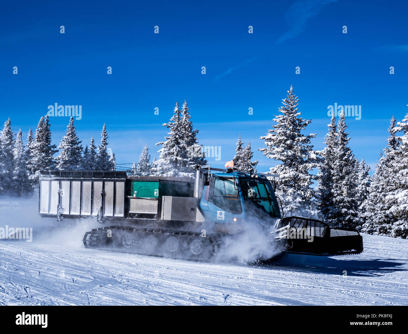 Snowcat near Two Elk Lodge, winter, Vail Ski Resort, Vail, Colorado ...