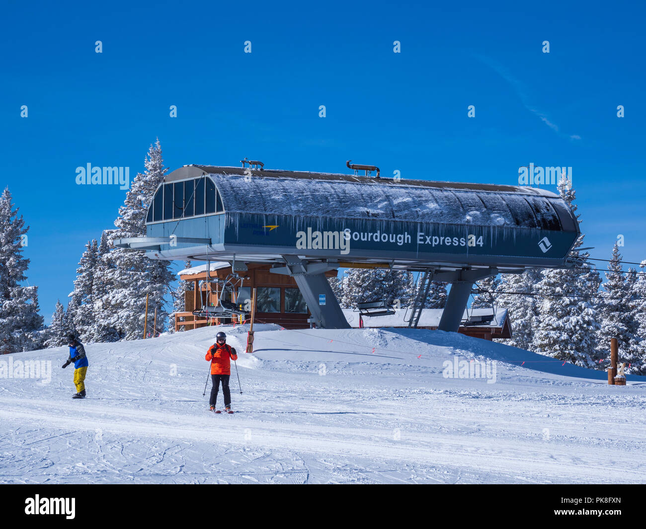 Top of the Sourdough Express Lift near Two Elk Lodge, winter, Vail Ski ...