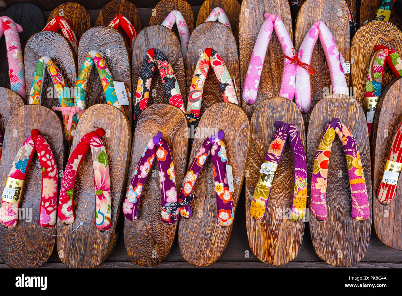 Pairs of Traditional colorful Japanese Wooden Sandals Stock Photo - Alamy