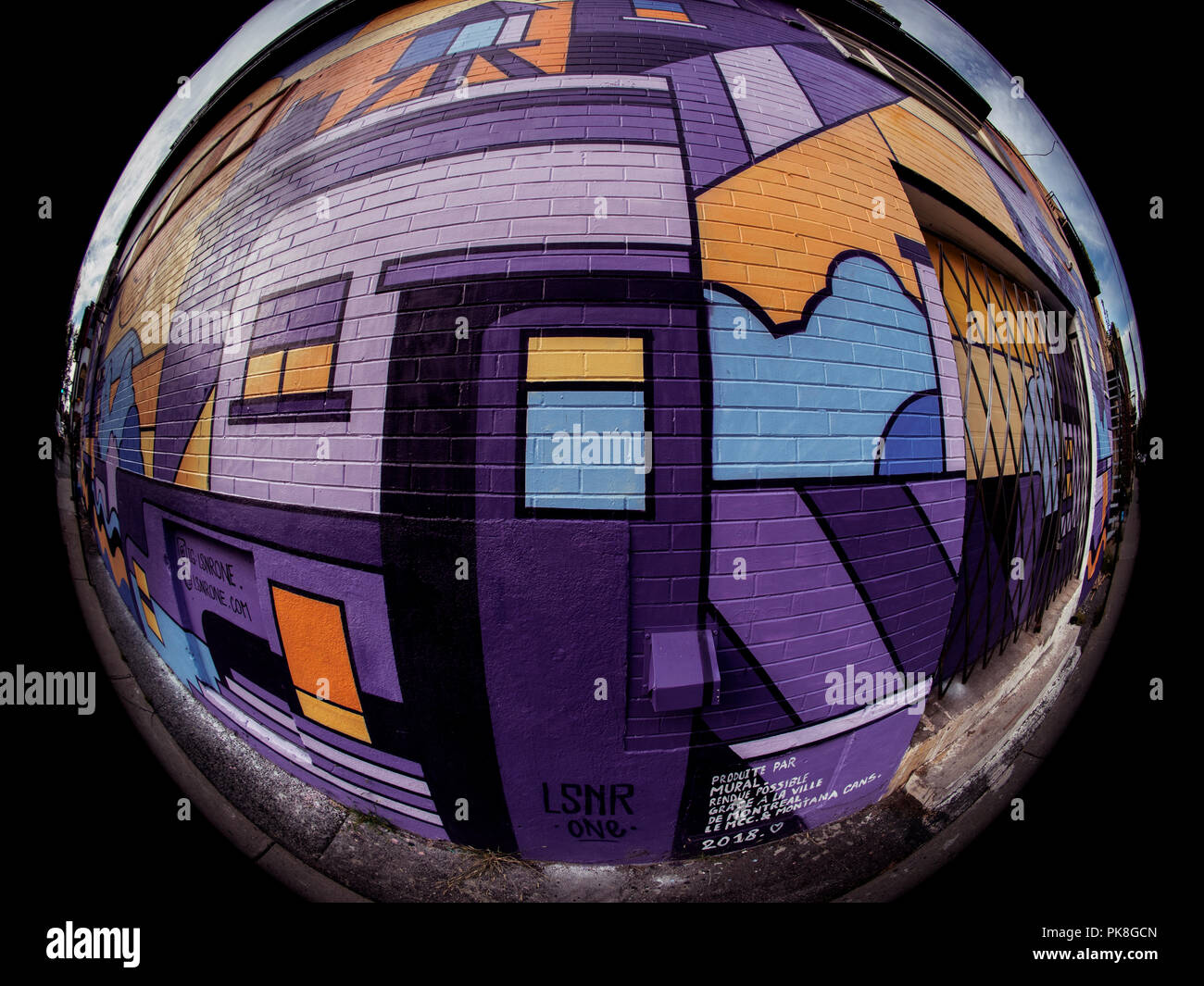 beautiful complexe graffiti on a wall in Montreal, Canada circular ...