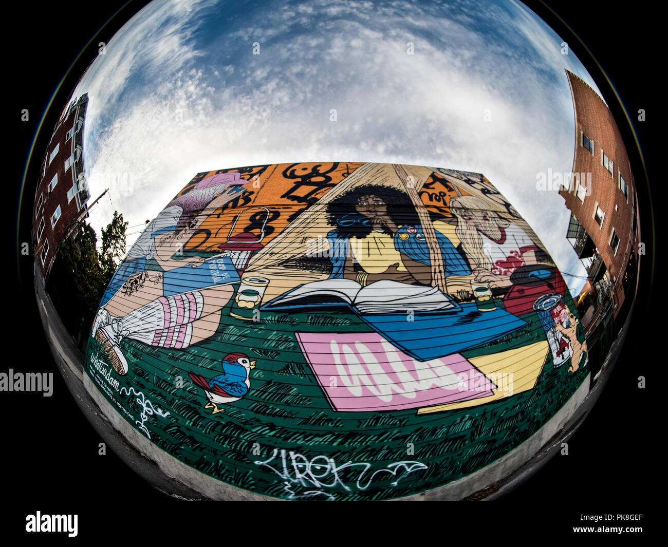 super huge graffiti street art on a building in Montreal, Canada ...